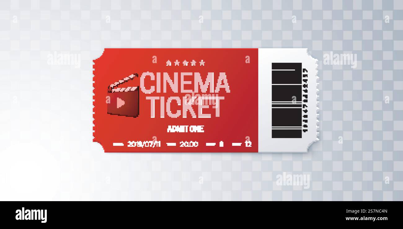 Cinema ticket isolated on transparent background. Cinema ticket ...
