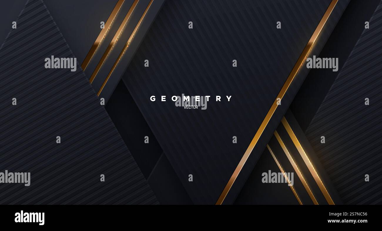 Abstract black background with golden glowing strings. Vector ...