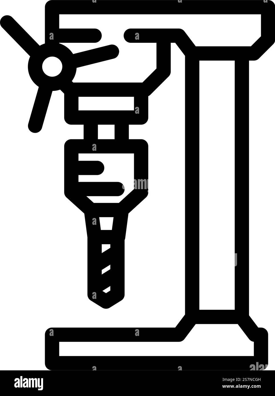 drill press tool work line icon vector. drill press tool work sign ...