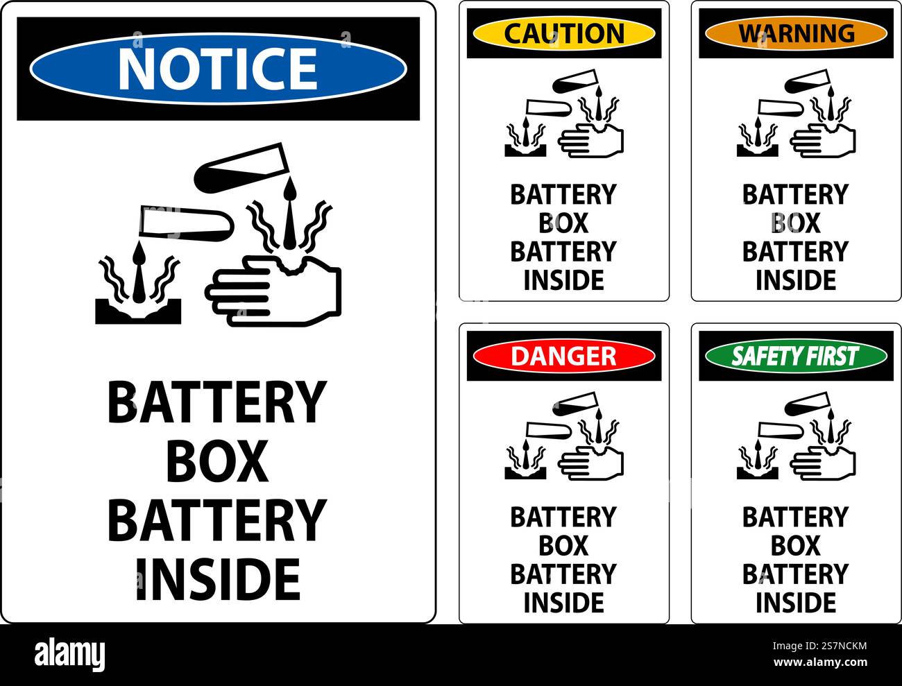 Notice Battery Box Battery Inside Sign With Symbol Stock Vector Image ...