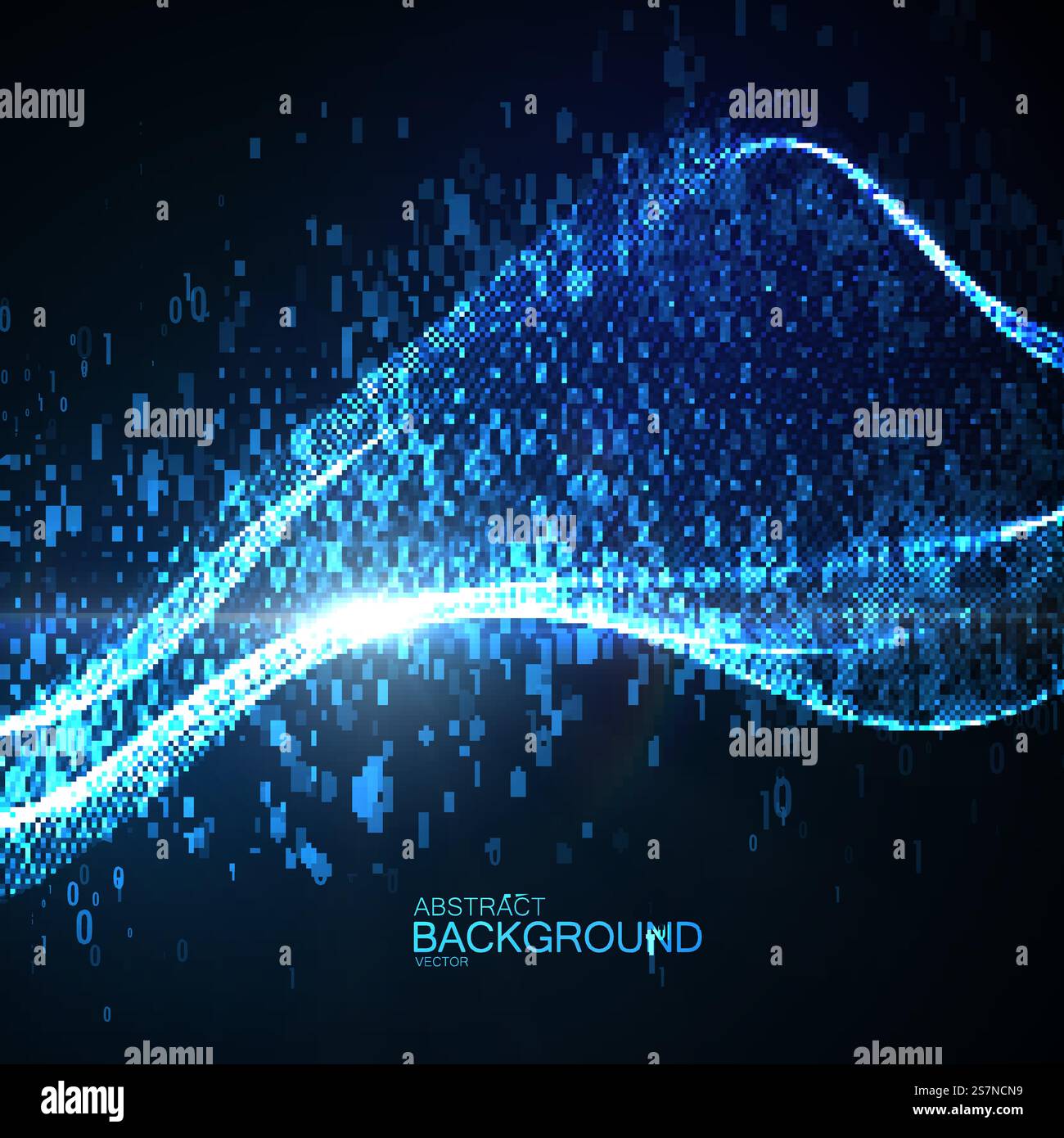 Futuristic vector illustration of binary code particles and neon glowing 3d wave Stock Vector ...