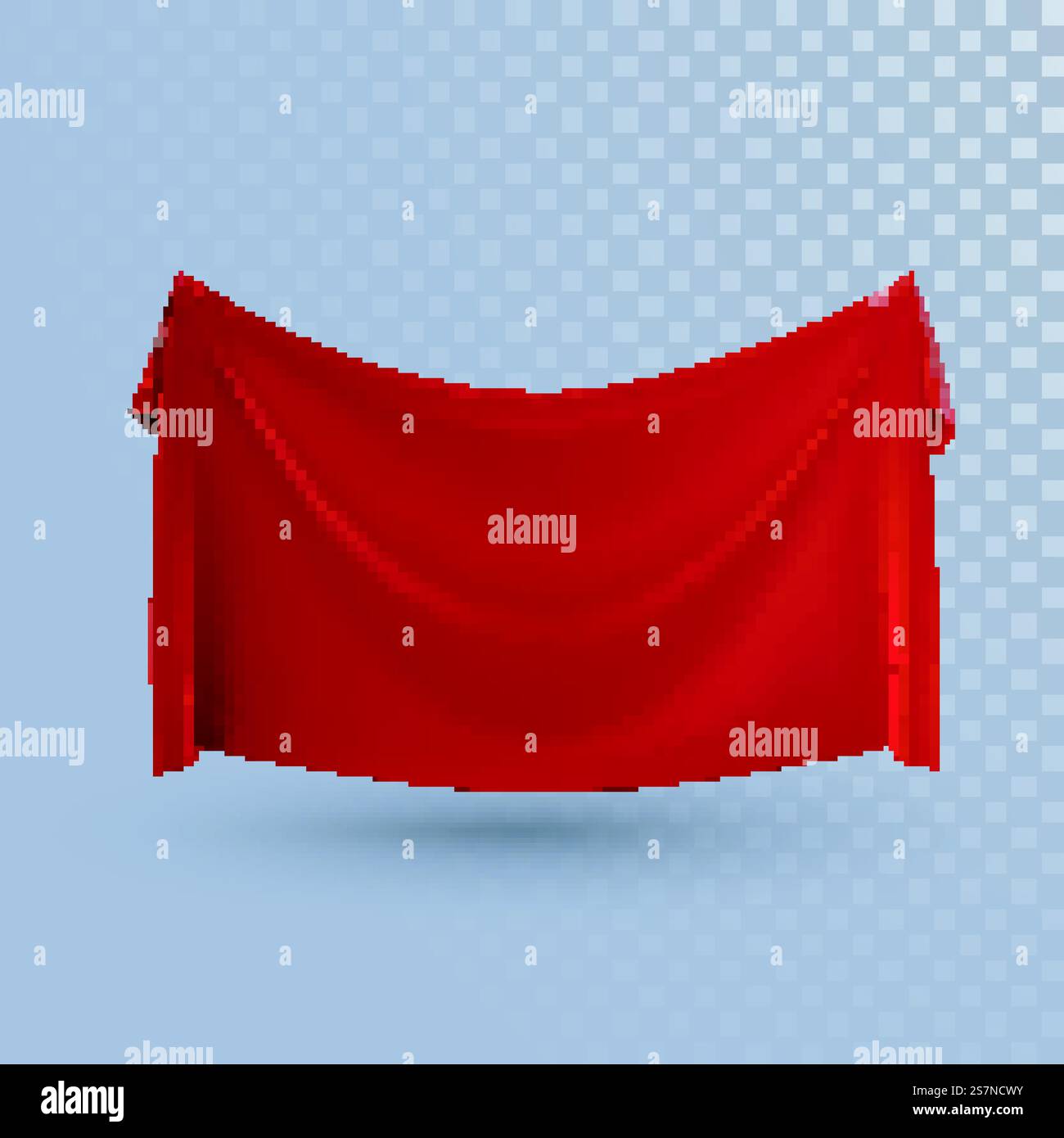 Red draped textile banner. Red textile banner isolated on transparent ...