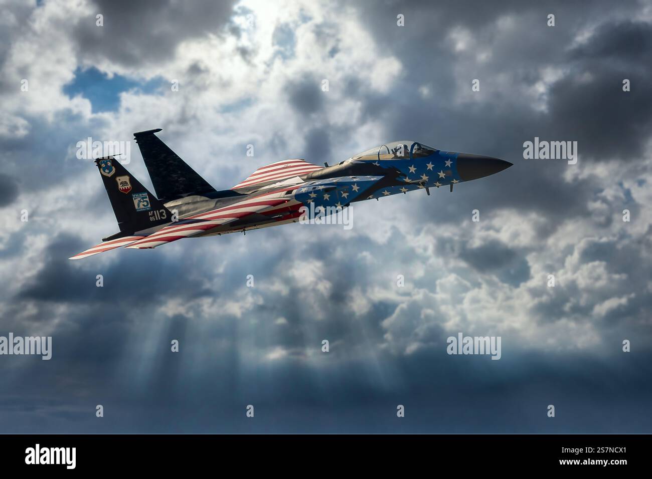 American Fighter Jet Flying Through Dramatic Clouds Stock Photo - Alamy