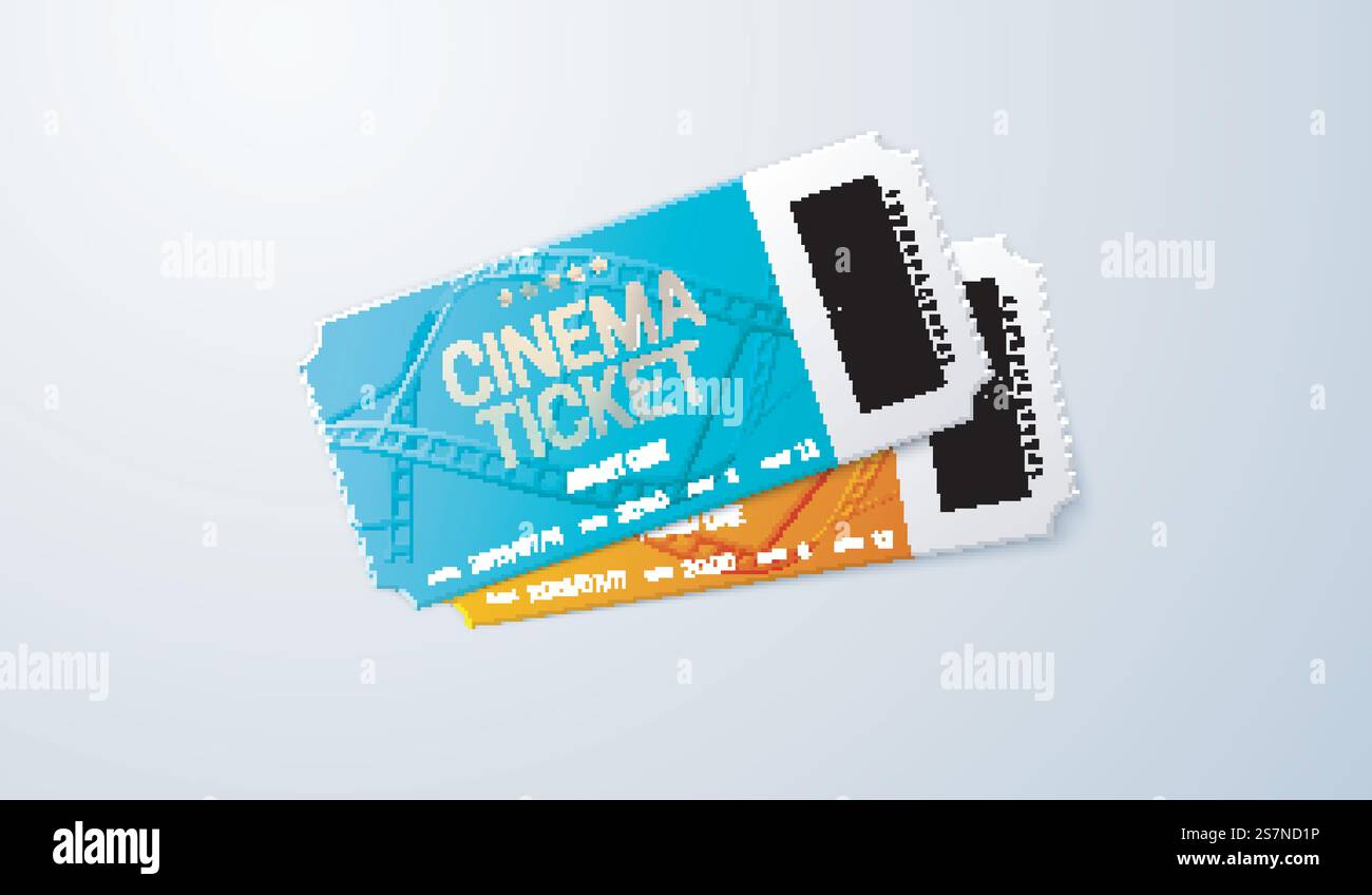 Cinema ticket isolated on transparent background. Cinema ticket ...
