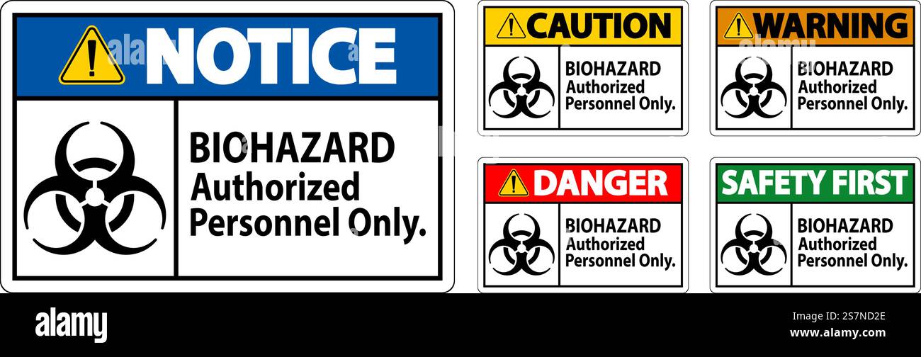 Warning Label Biohazard Authorized Personnel Only Stock Vector Image ...
