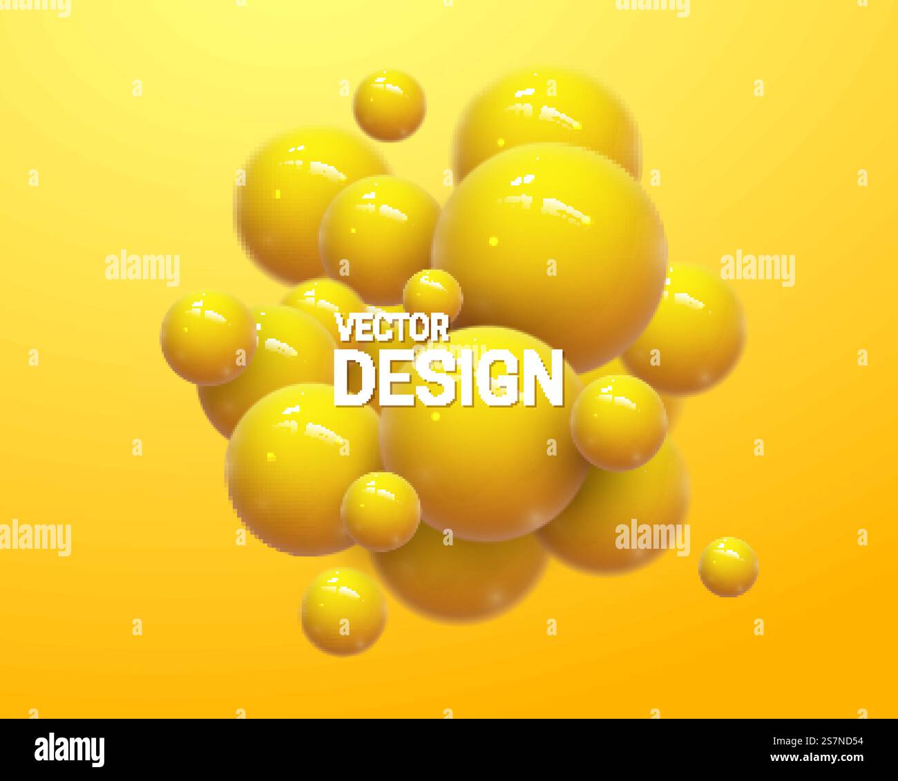 Abstract composition with 3d yellow spheres cluster Stock Vector Image ...