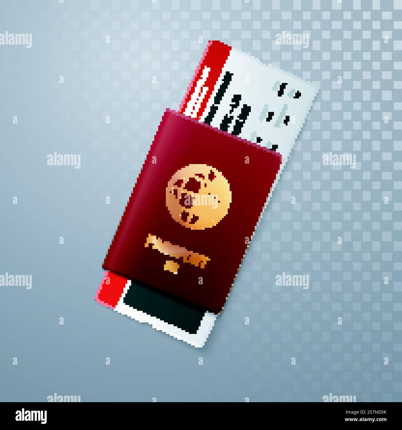 Red passport with boarding pass isolated on transparent background ...