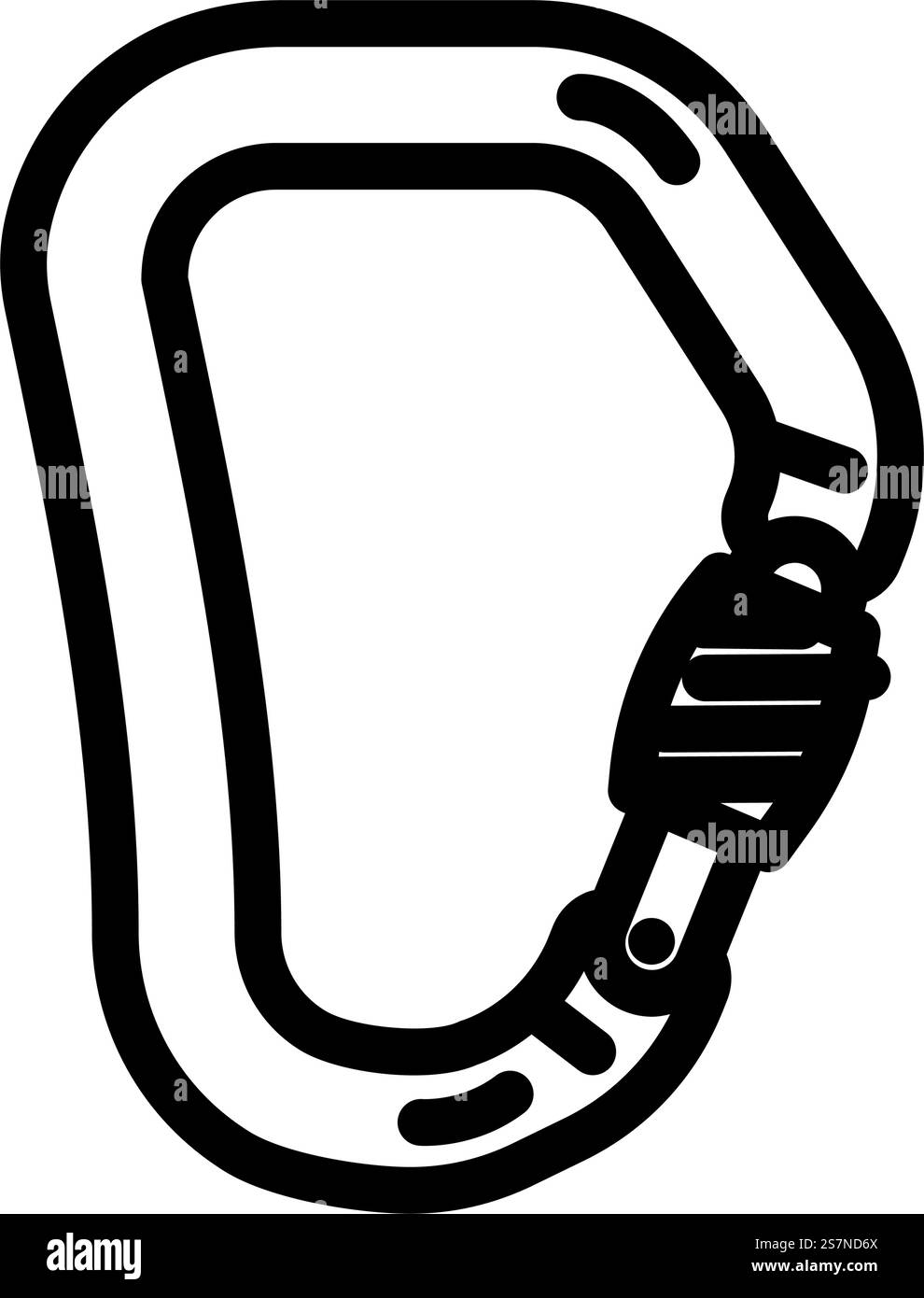 locking carabiner mountaineering adventure line icon vector. locking ...
