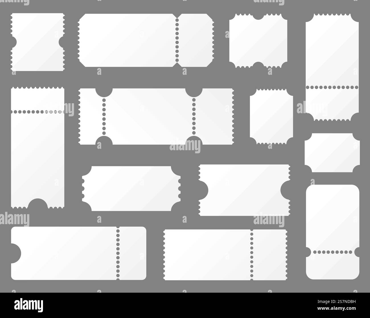 Set blank ticket template. Concert ticket, lottery coupons. Vector ...