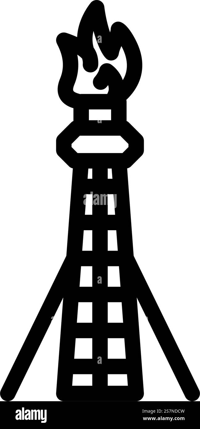 gas flaring petroleum engineer line icon vector. gas flaring petroleum ...