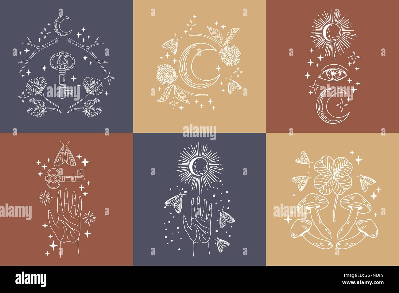 Collection of Mystical and Mysterious logo objects. Minimalistic magic ...