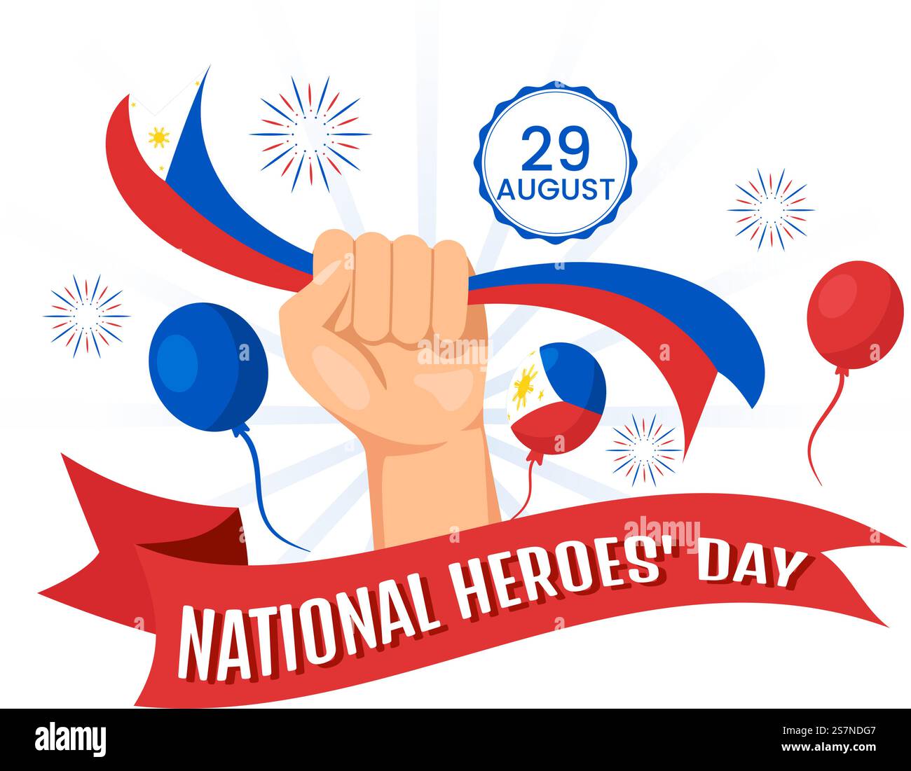 Happy Philippines National Heroes Day Vector Illustration with Waving ...