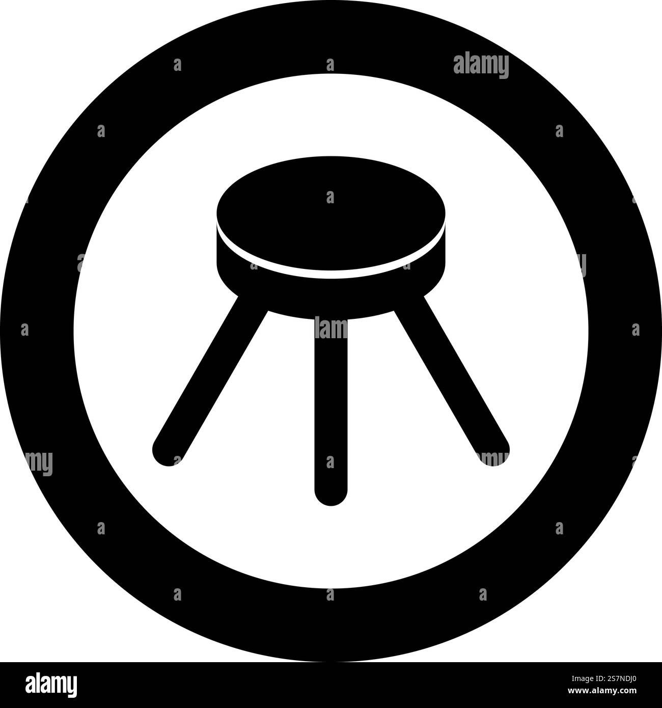 Stool with three legs furniture legged household concept icon in circle ...