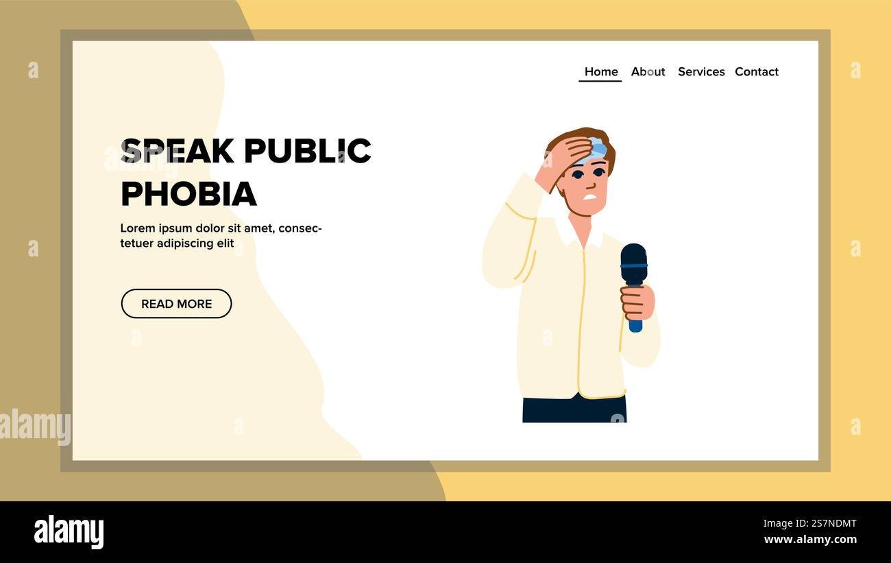 anxiety speak public phobia vector. er microphone, speech ing, stage ...
