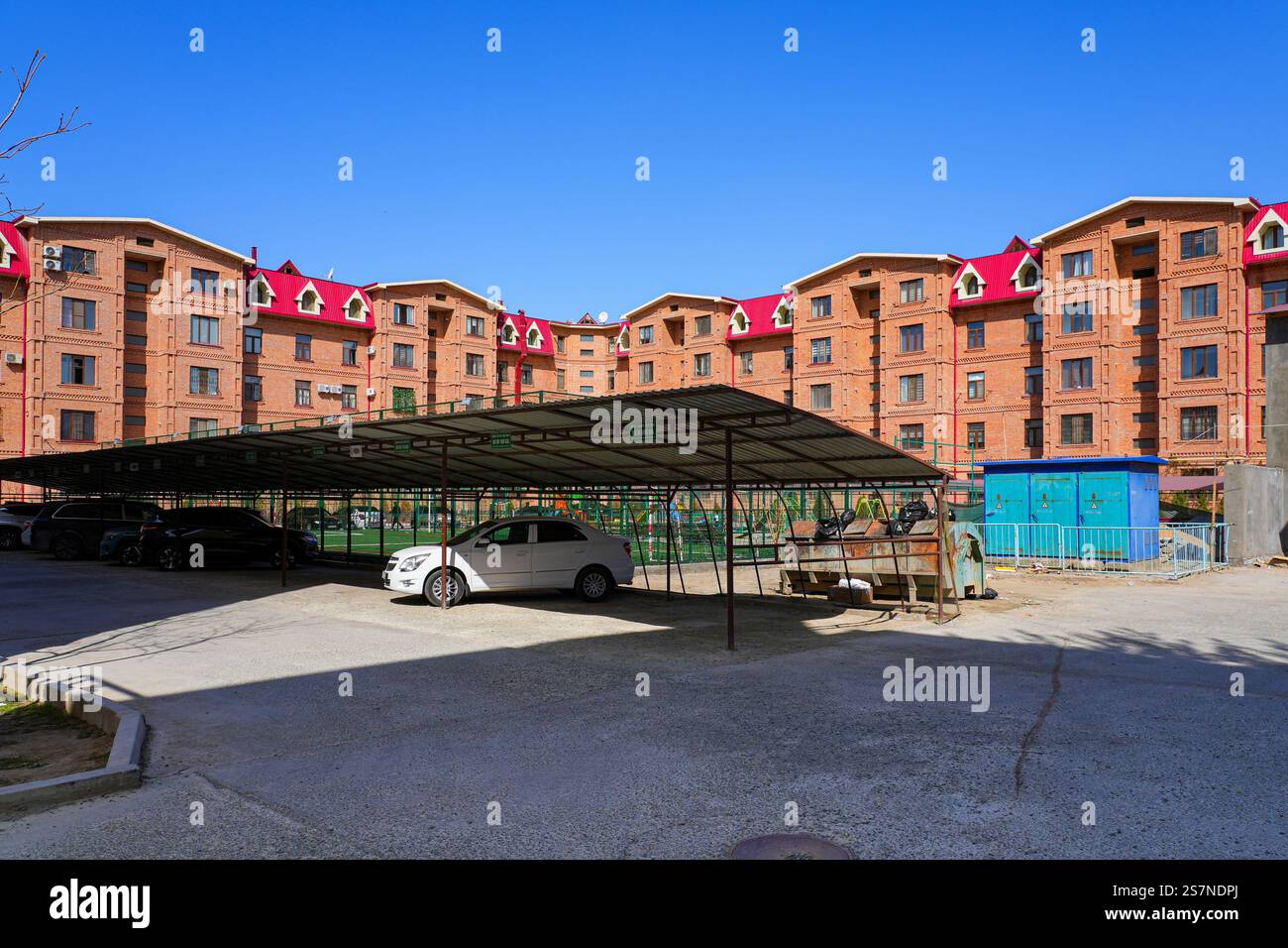 Residential building from the soviet era in downtown Nukus, the capital ...
