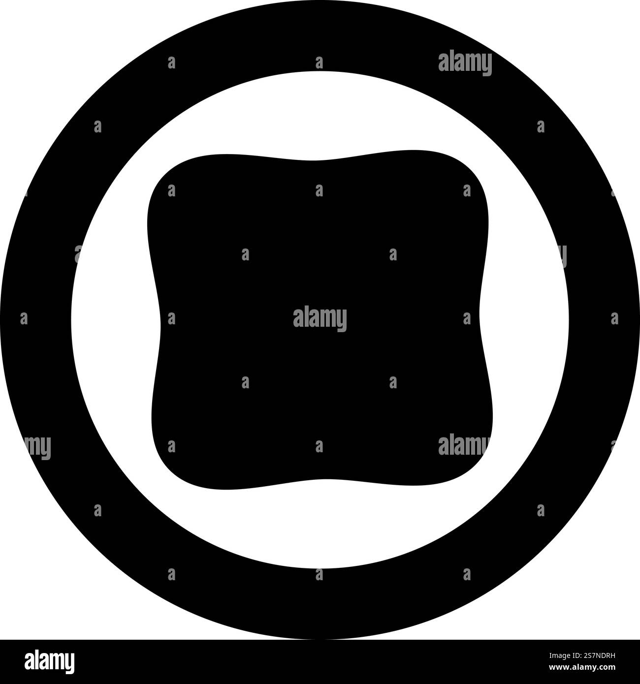 Square have rounded corners rectangle shape icon in circle round black ...