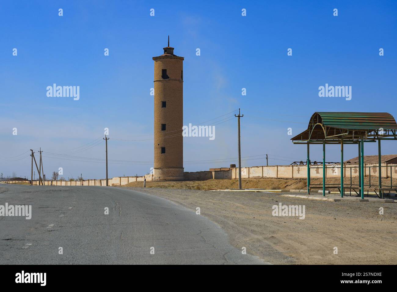 Old round watchtower near Nukus, the capital of Karakalpakstan in ...