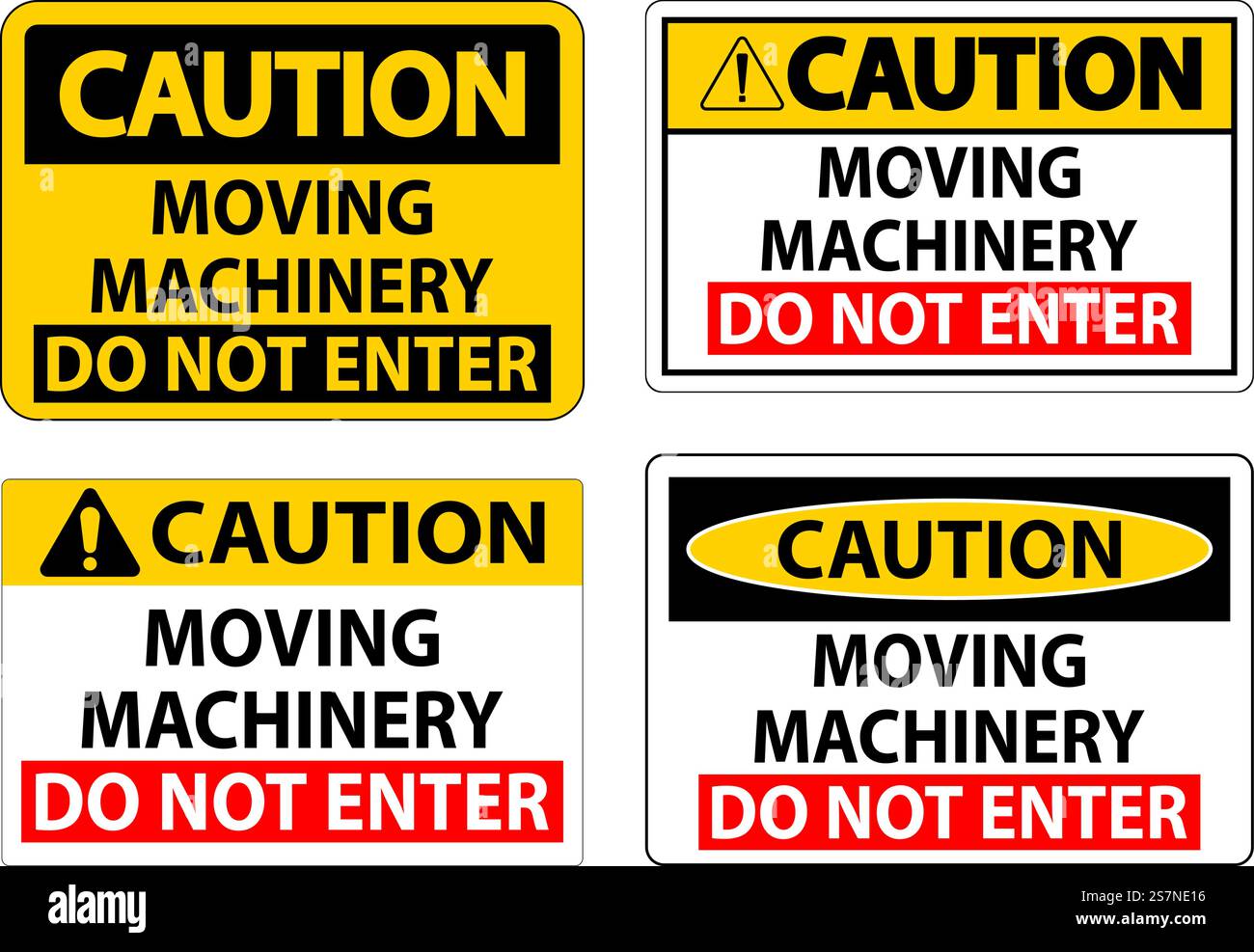 Caution Sign Moving Machinery, Do Not Enter Stock Vector Image & Art ...