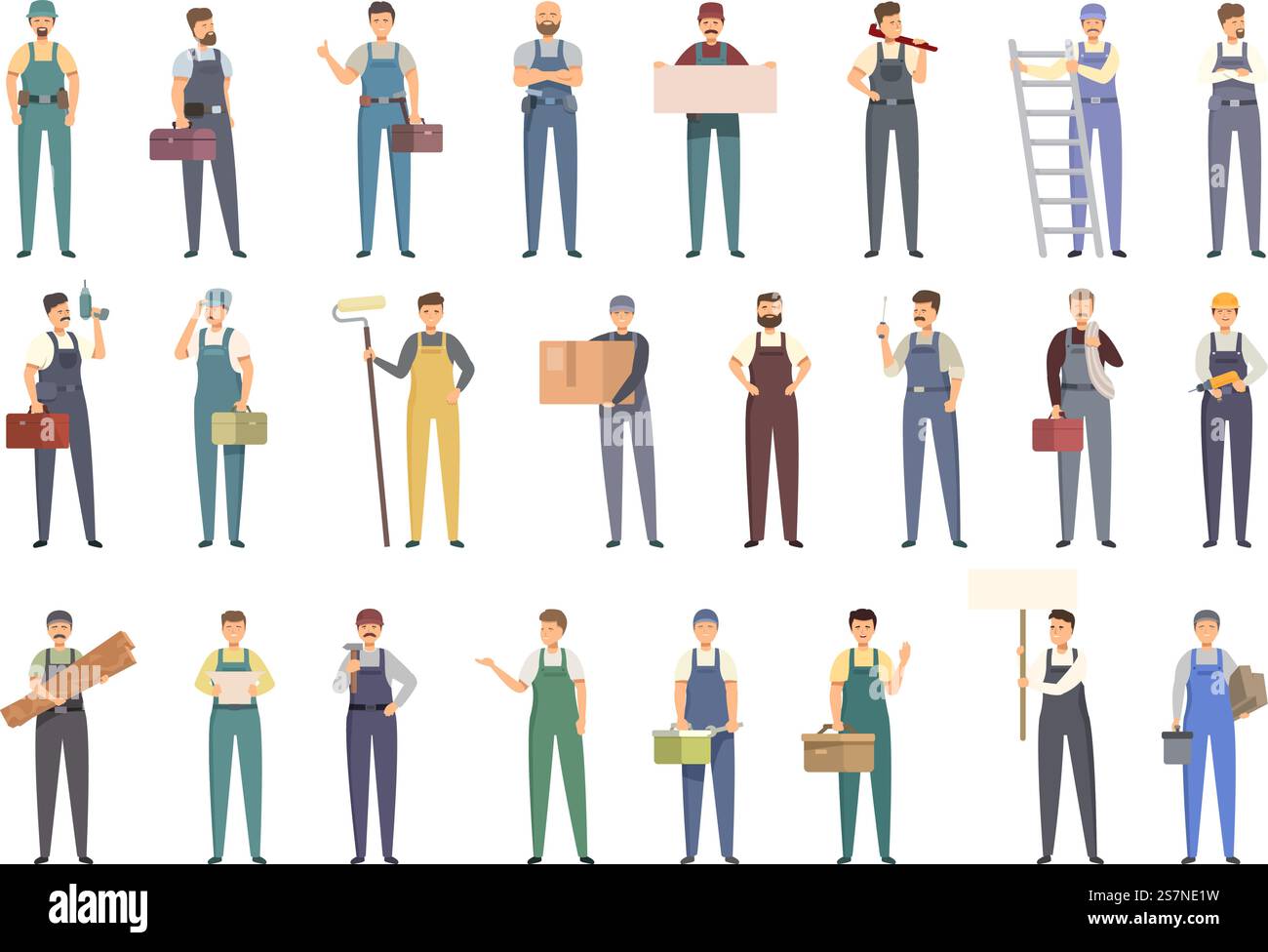 Handyman service icons set cartoon vector. Work man. Service home ...