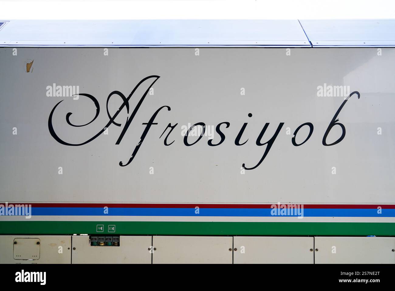 Logo of the Afrosiyob high-speed train in Uzbekistan, as seen on the ...