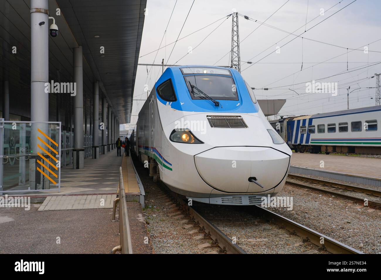 Afrosiyob high-speed train in Uzbekistan, as seen at Samarkand's train ...