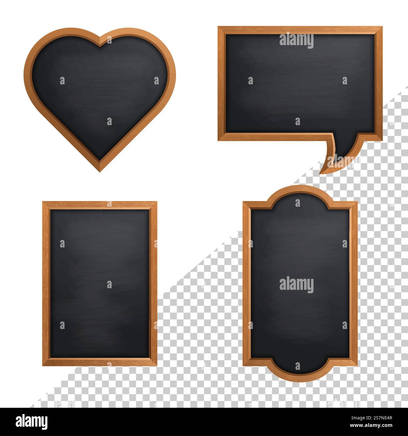 Realistic chalkboard with wooden frame isolated on transparent ...