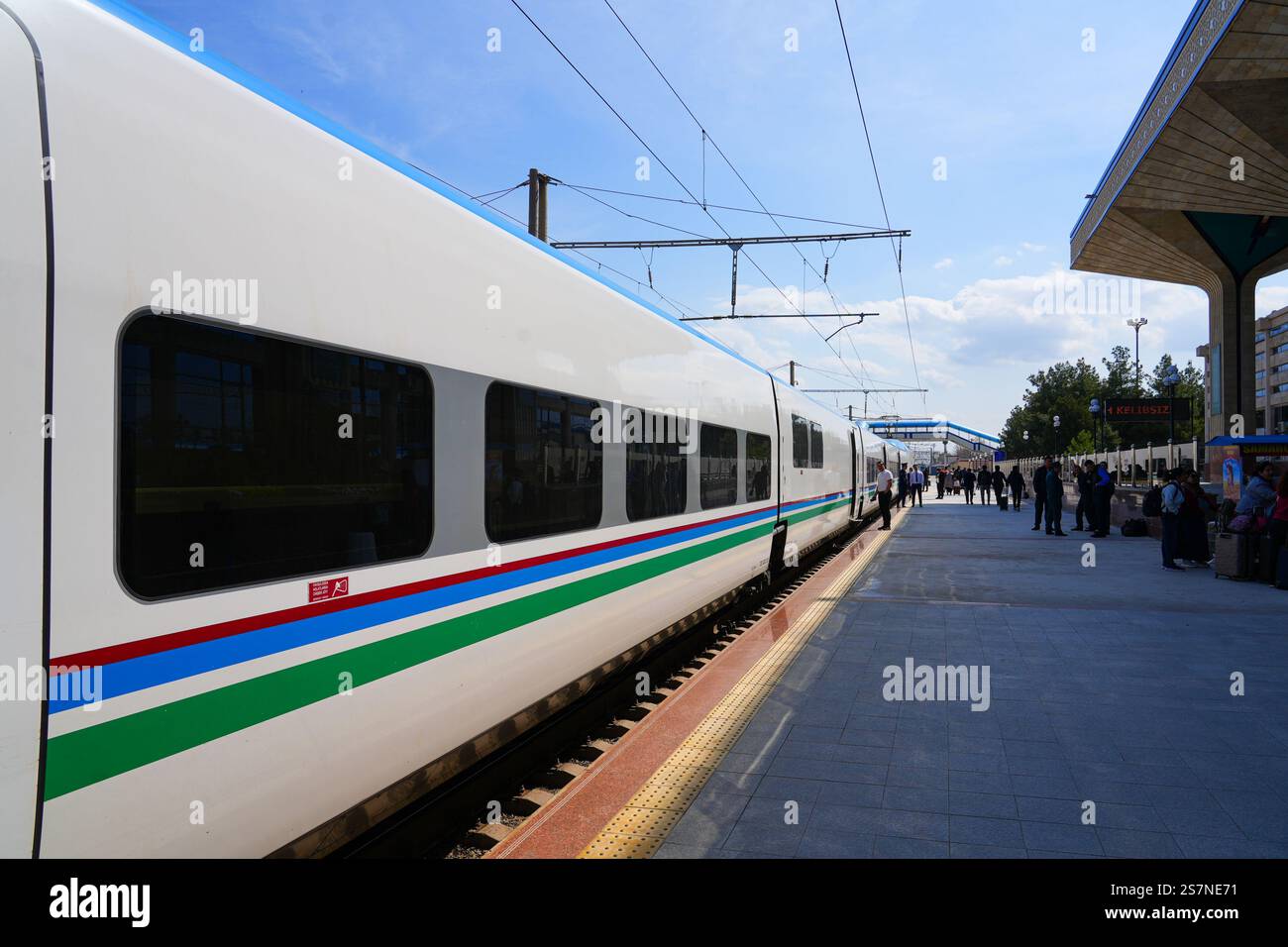 Afrosiyob high-speed train in Uzbekistan, as seen at Samarkand's train ...