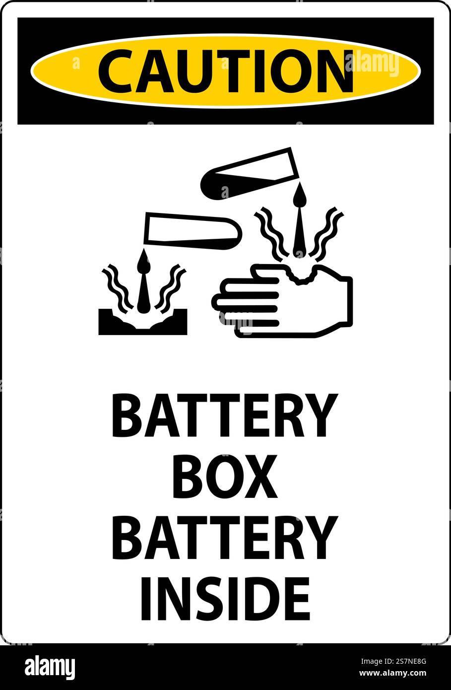Caution Battery Box Battery Inside Sign With Symbol Stock Vector Image ...