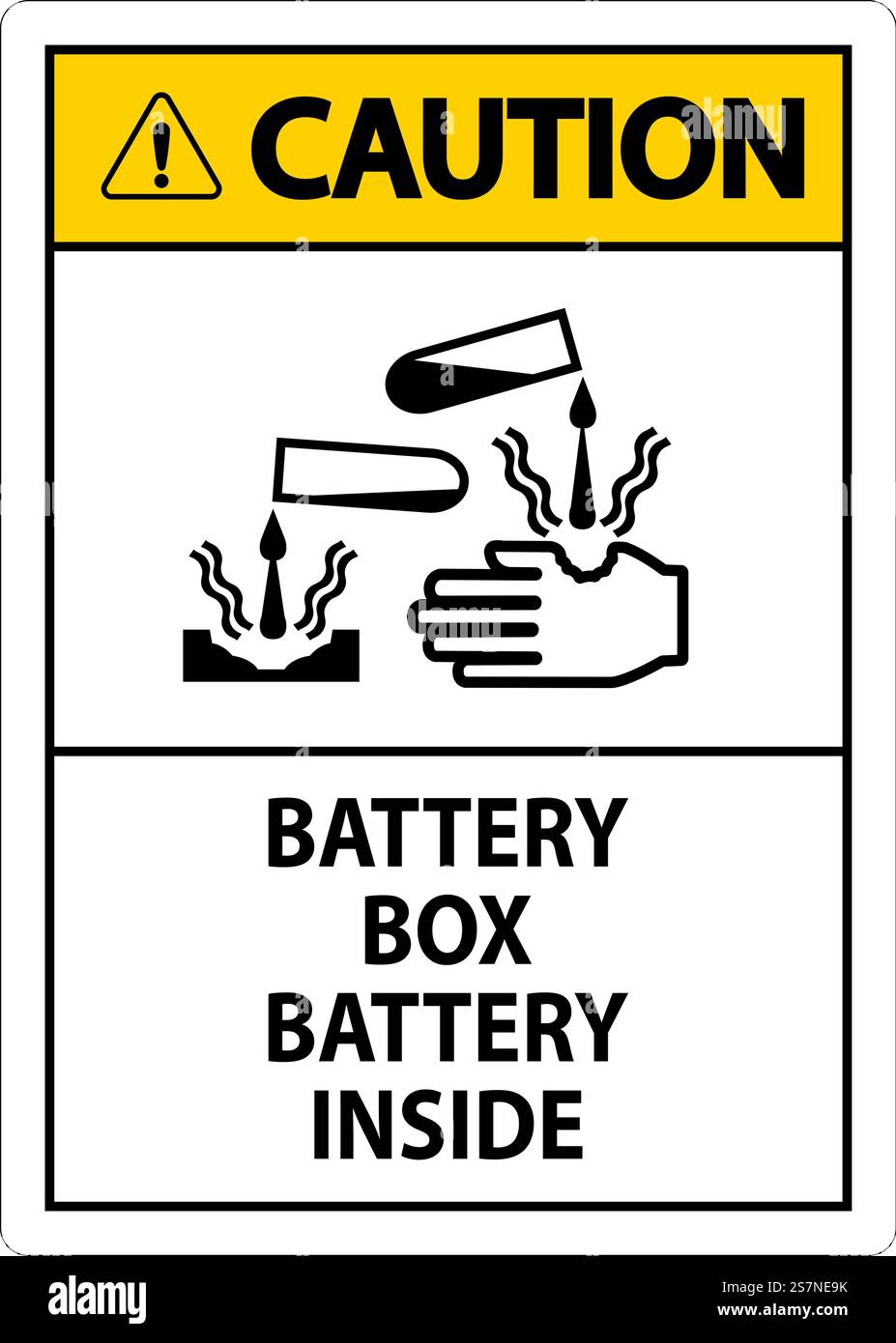Caution Battery Box Battery Inside Sign With Symbol Stock Vector Image ...