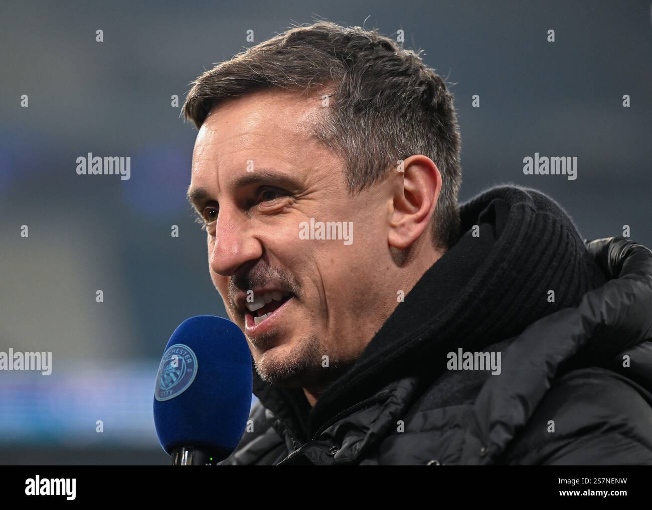 Manchester, UK. 19th Jan, 2025. Former Footballer Gary Neville speaks ...