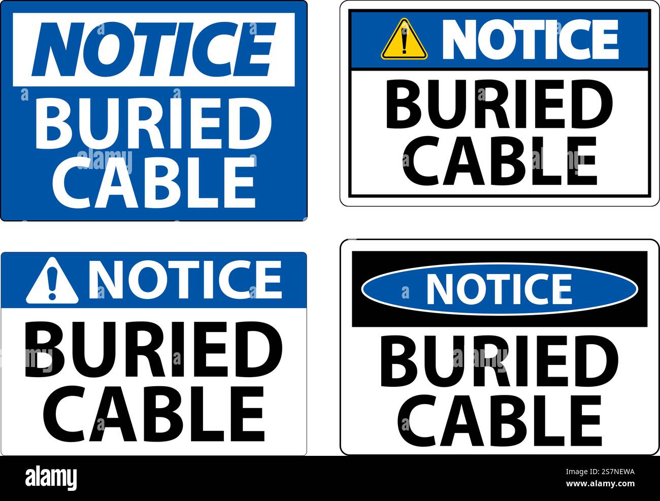 Notice Sign Buried Cable On White Background Stock Vector Image & Art ...