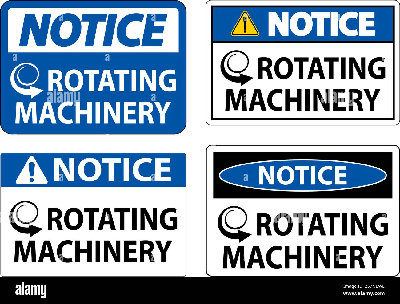 Notice Sign Rotating Machinery On White Background Stock Vector Image ...