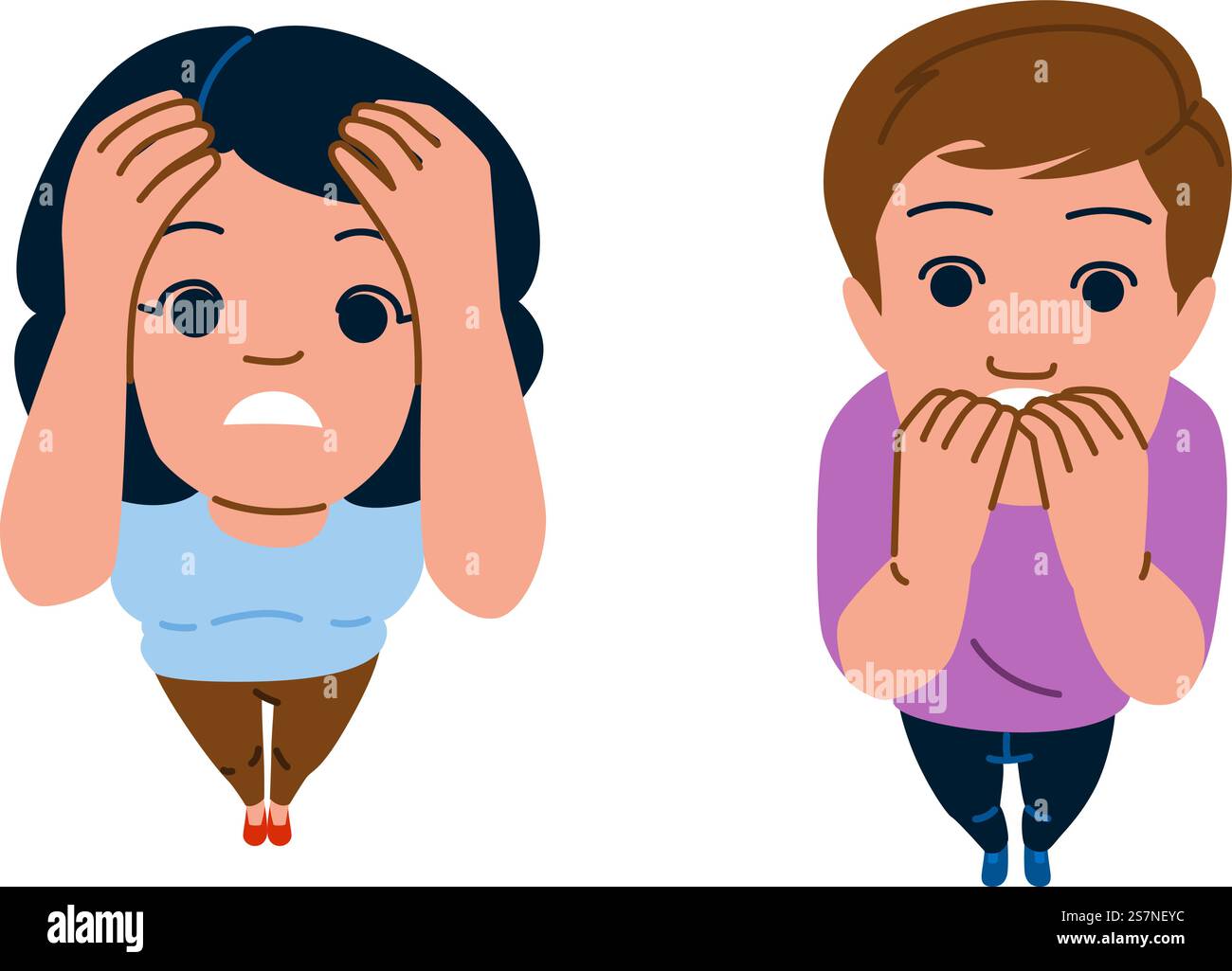 disorder fear attack vector. phobia panic, man woman, emotion sad ...