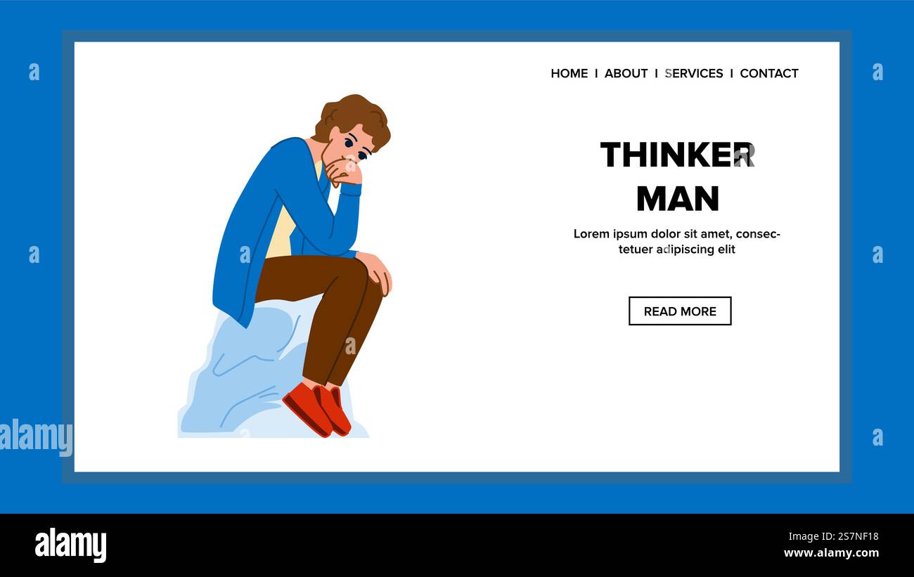 person thinker man vector. male sculpture, art idea, modern work person ...