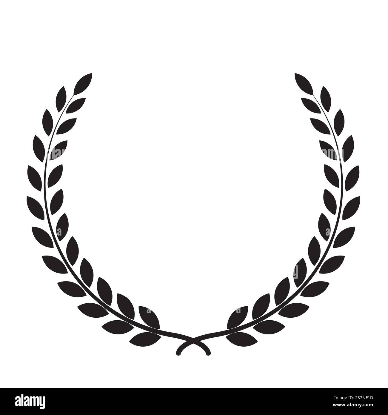 Black silhouette circular laurel foliate, wheat and oak wreaths ...