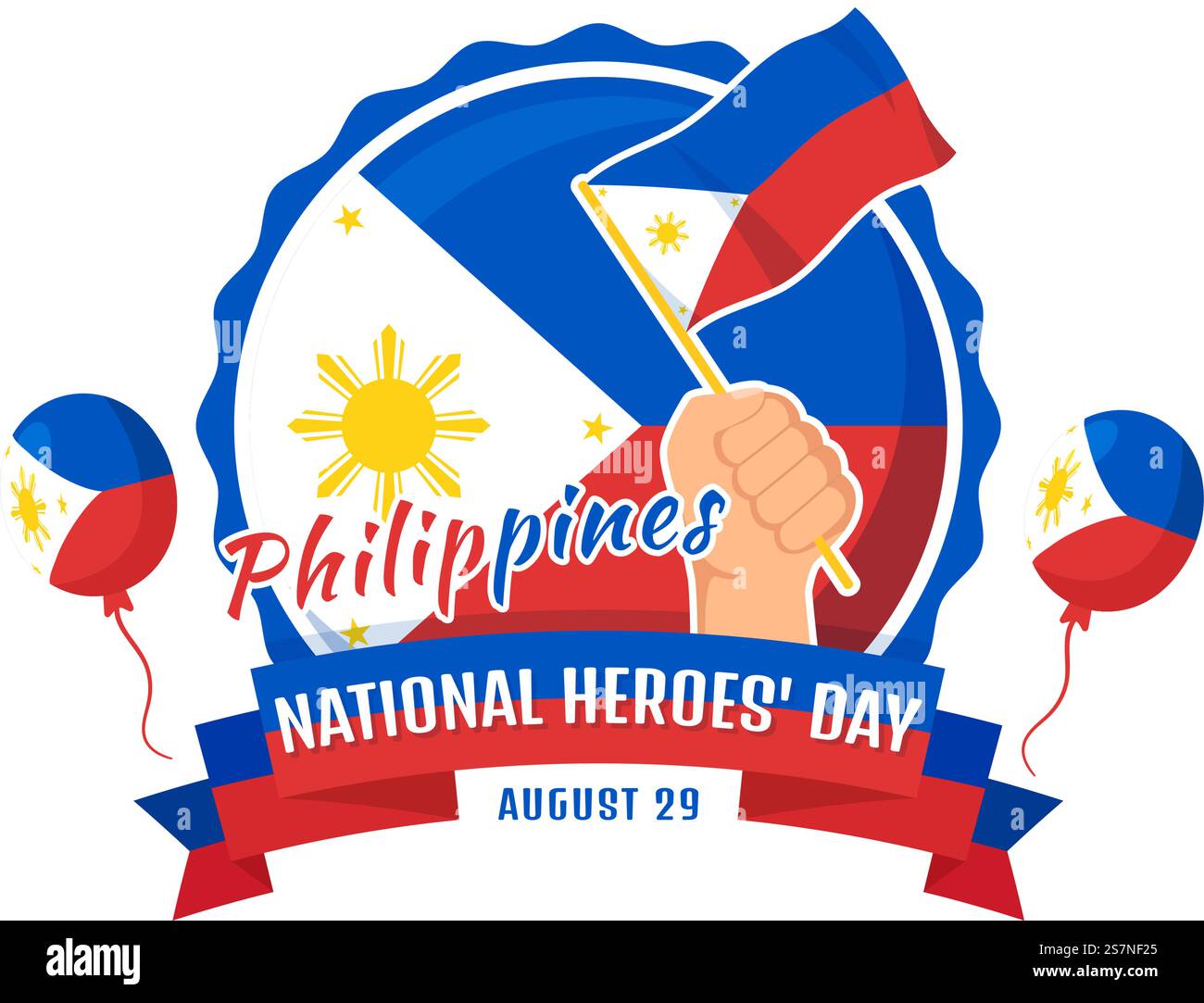 Happy Philippines National Heroes Day Vector Illustration with Waving ...