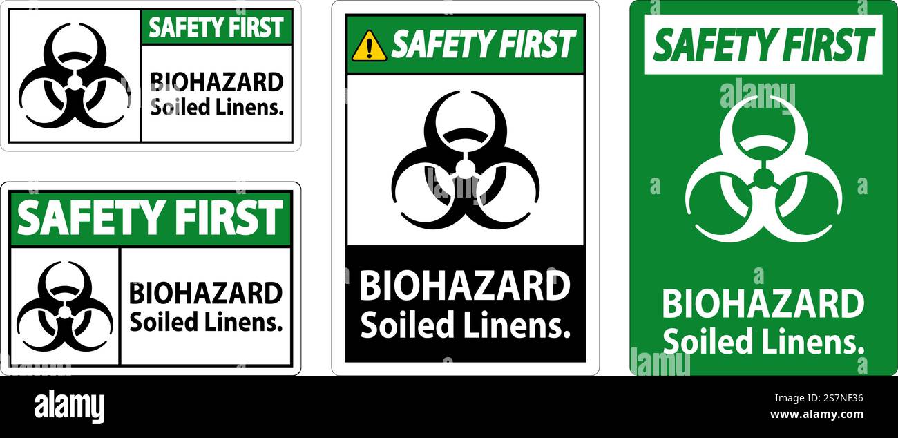 Biohazard Safety First Label Biohazard Soiled Linens Stock Vector Image ...