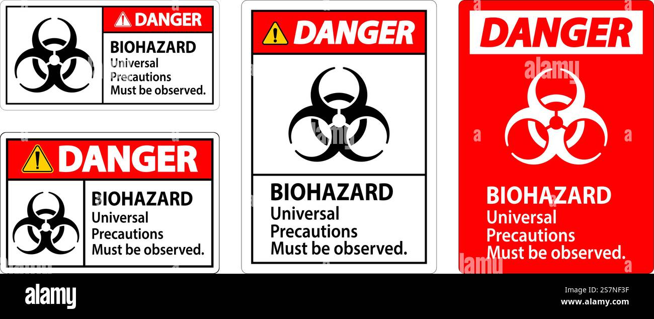 Biohazard Danger Label Biohazard Universal Precautions Must Be Observed ...