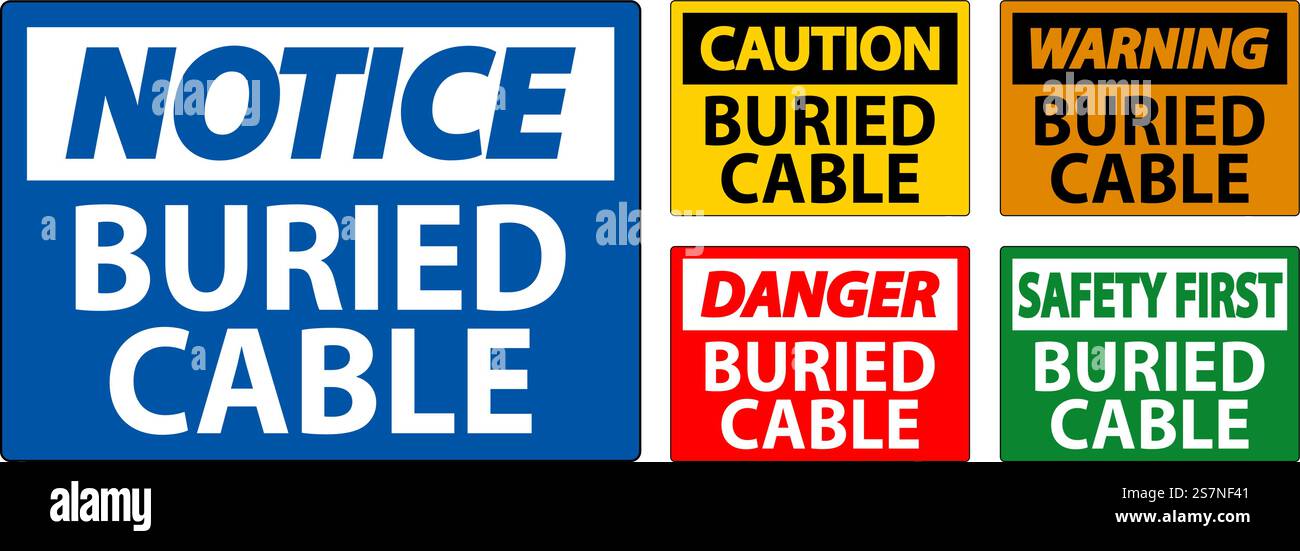 Danger Sign Buried Cable On White Background Stock Vector Image & Art ...