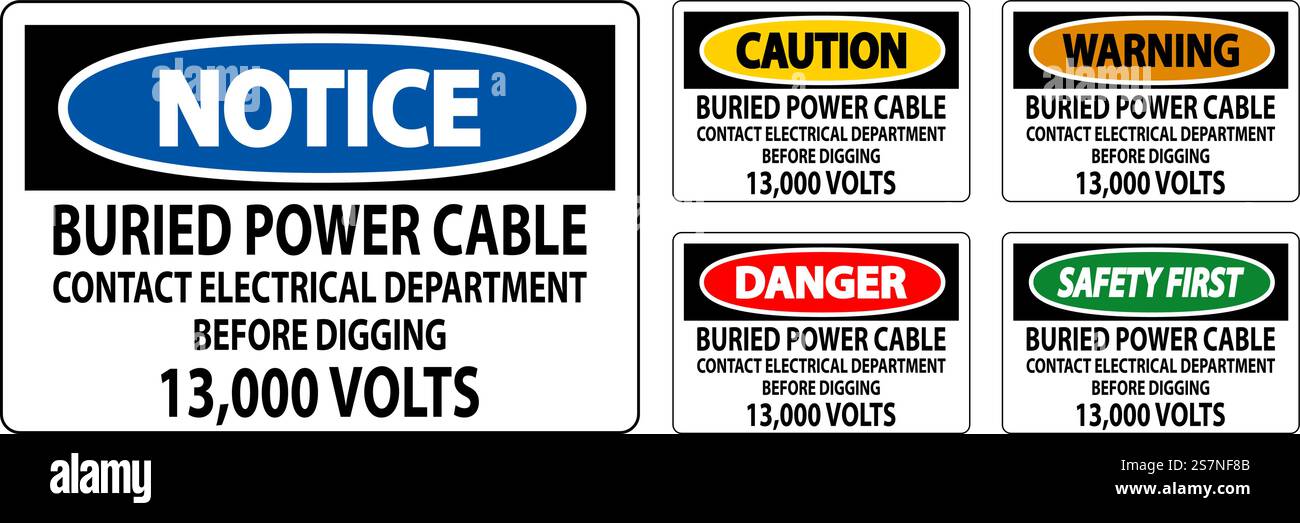 Danger Sign Buried Power Cable Contact Electrical Department Before ...