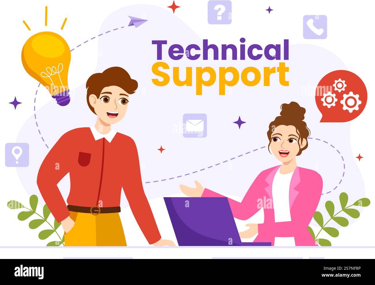 Technical Support System Vector Illustration with Software Development ...