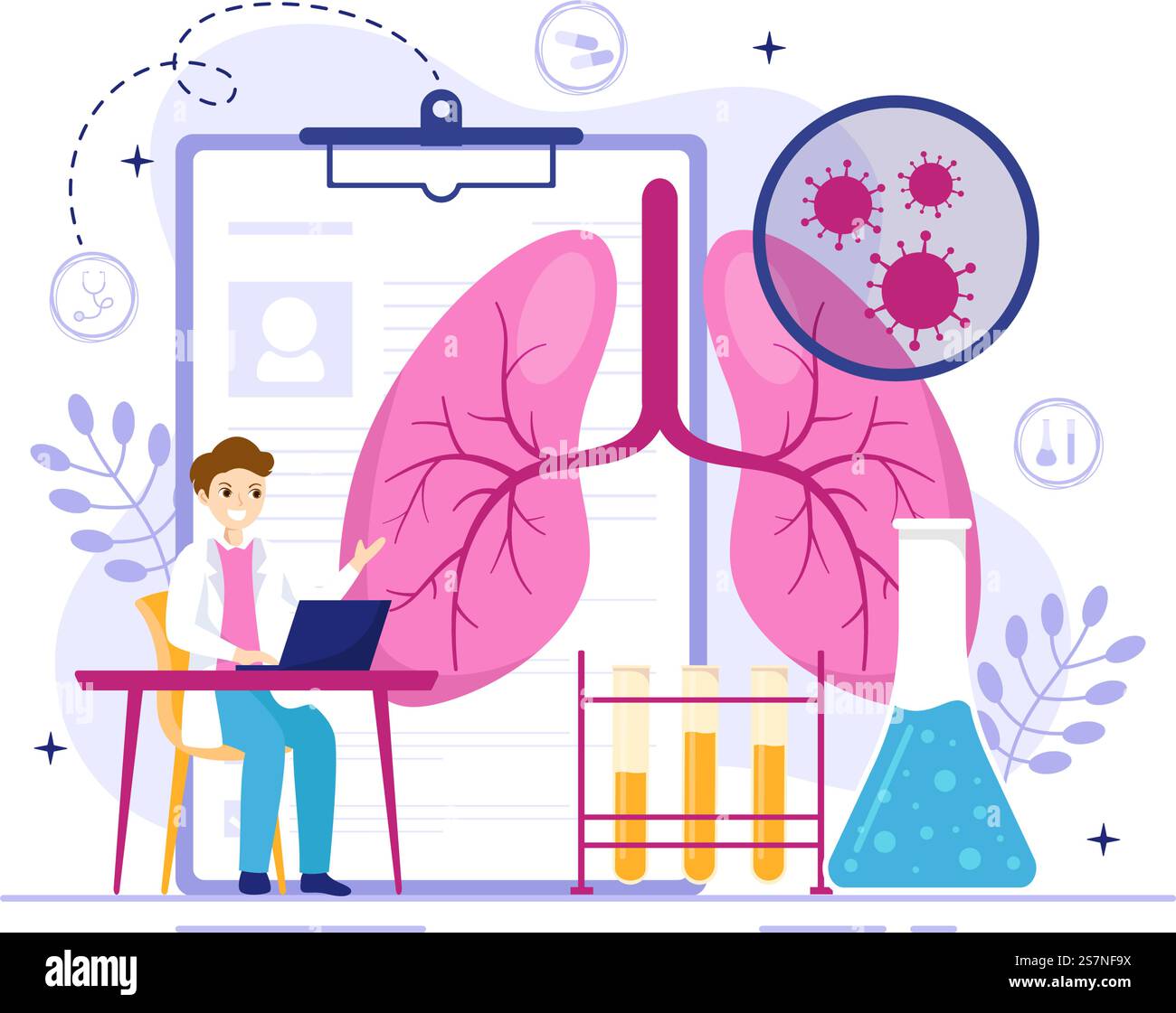 Respiratory Infection Vector Illustration of Inflammation in the Lungs ...