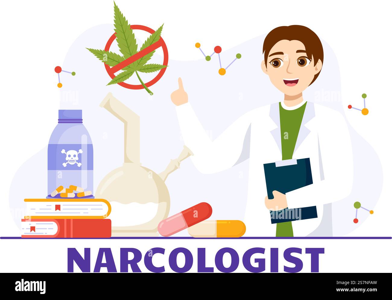 Narcologist Vector Illustration for Drug Addiction Awareness, Alcohol ...