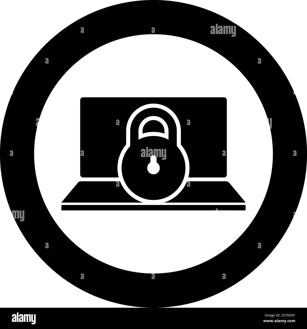 Laptop lock personal data security cyber access concept locked padlock ...