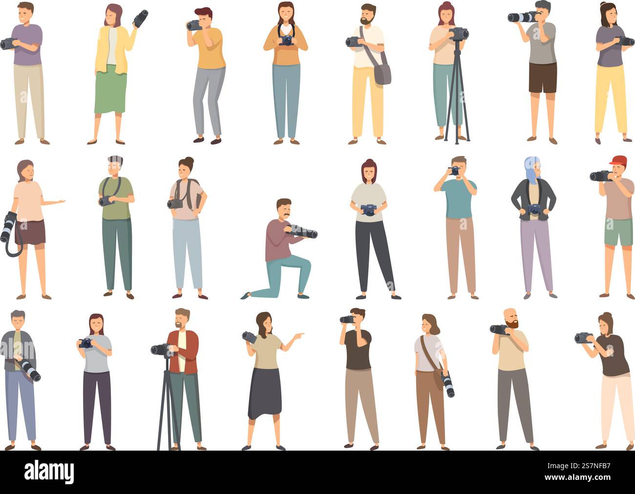 Photographer icons set cartoon vector. Photo studio. Event movie ...