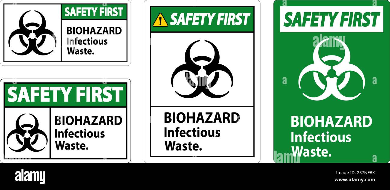 Biohazard Safety First Label Biohazard Infectious Waste Stock Vector ...