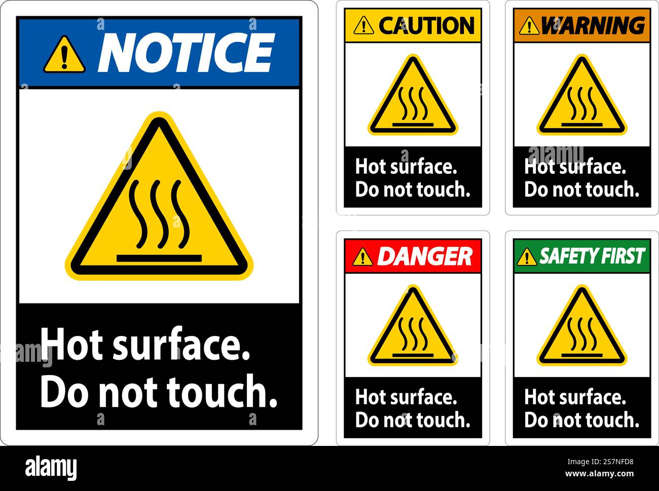 Caution Safety Label Hot Surface, Do Not Touch Stock Vector Image & Art - Alamy
