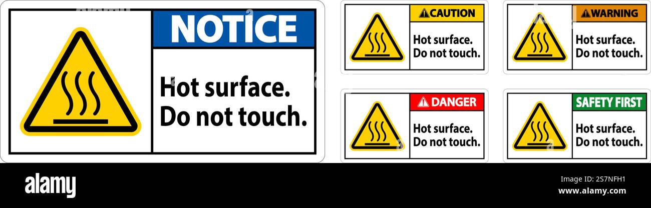 Caution Safety Label Hot Surface, Do Not Touch Stock Vector Image & Art ...