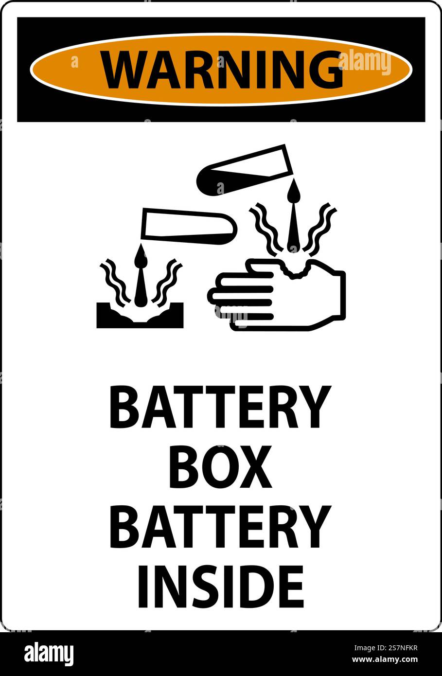 Warning Battery Box Battery Inside Sign With Symbol Stock Vector Image ...