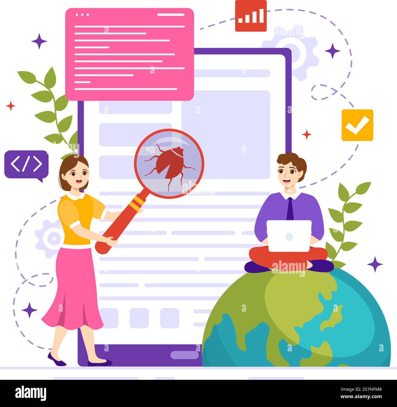 Software Testing Vector Illustration With Application Engineering